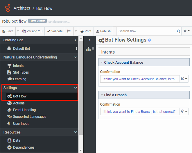 Bot フロー設定の構成-Genesysクラウドリソースセンター