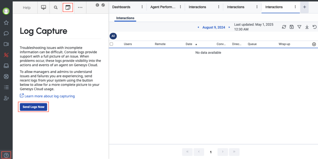 オンデマンドキャプチャログを管理者に送信する - Genesysクラウドリソースセンター
